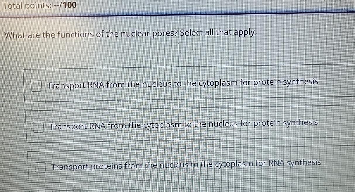 Solved Total points: --/100What are the functions of the | Chegg.com