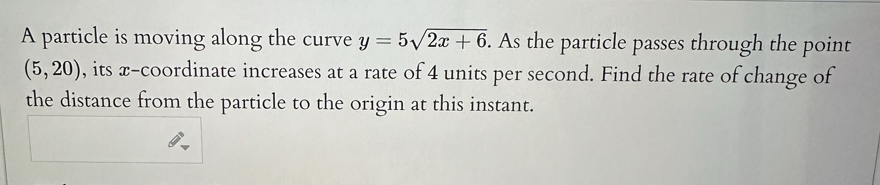 Solved A particle is moving along the curve y=52x+62. ﻿As | Chegg.com