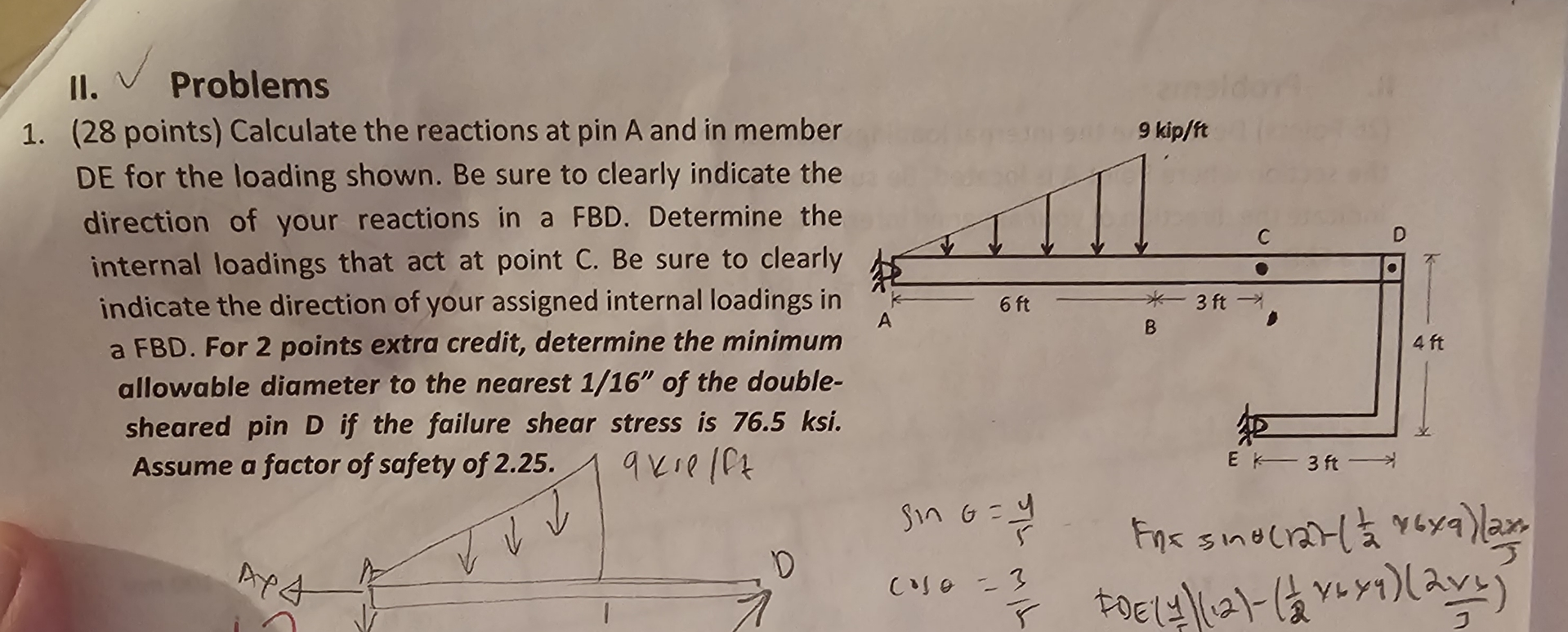 Solved II. ﻿Problems( 28 ﻿points) ﻿Calculate the reactions | Chegg.com