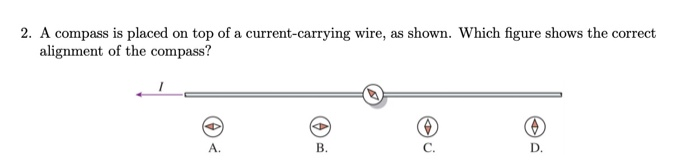 Solved 2. A compass is placed on top of a current-carrying | Chegg.com