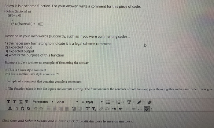 Solved Below is is a scheme function. For your answer, write | Chegg.com