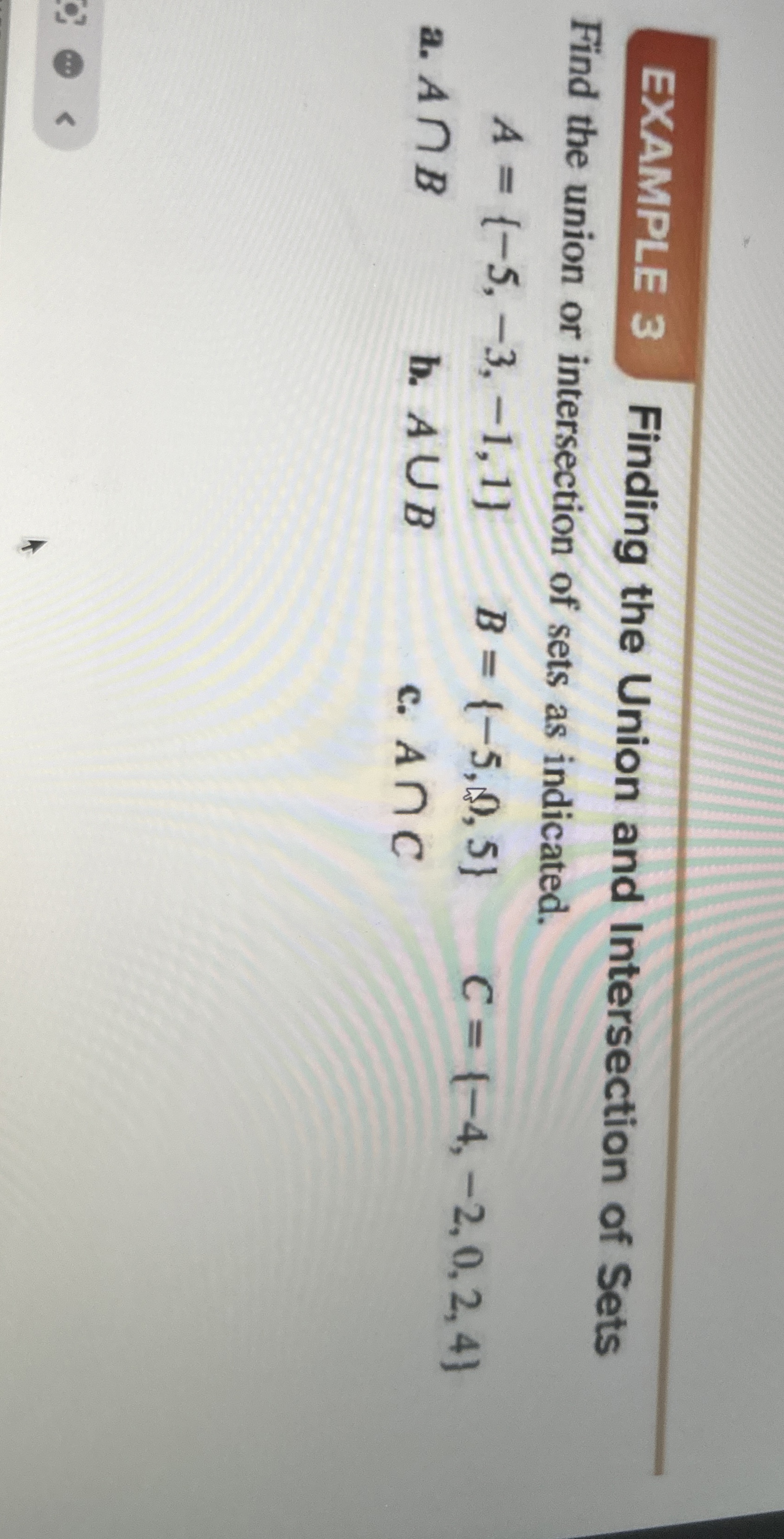 Solved EXAMPLE 3 ﻿Finding the Union and Intersection of Sets | Chegg.com