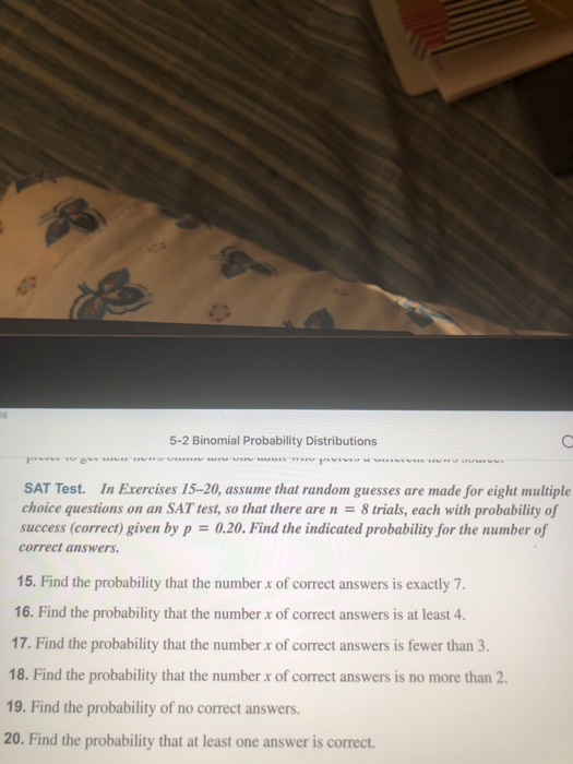 Solved 5-2 Binomial Probability Distributions SAT Test. In | Chegg.com