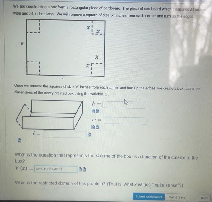 Solved We are constructing a box from a rectangular piece of | Chegg.com