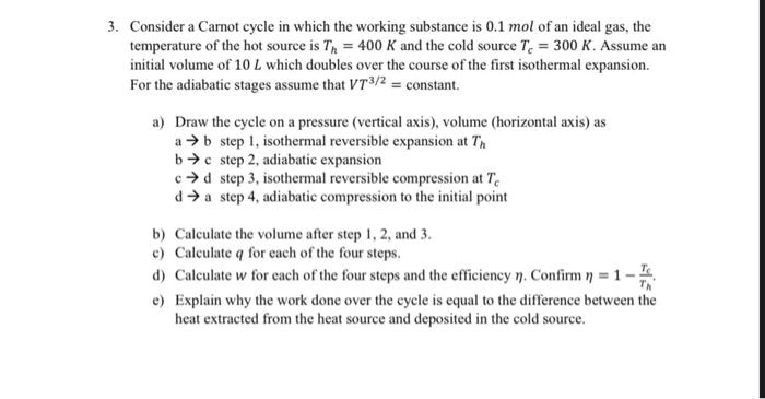 Solved Consider a Carnot cycle in which the working | Chegg.com