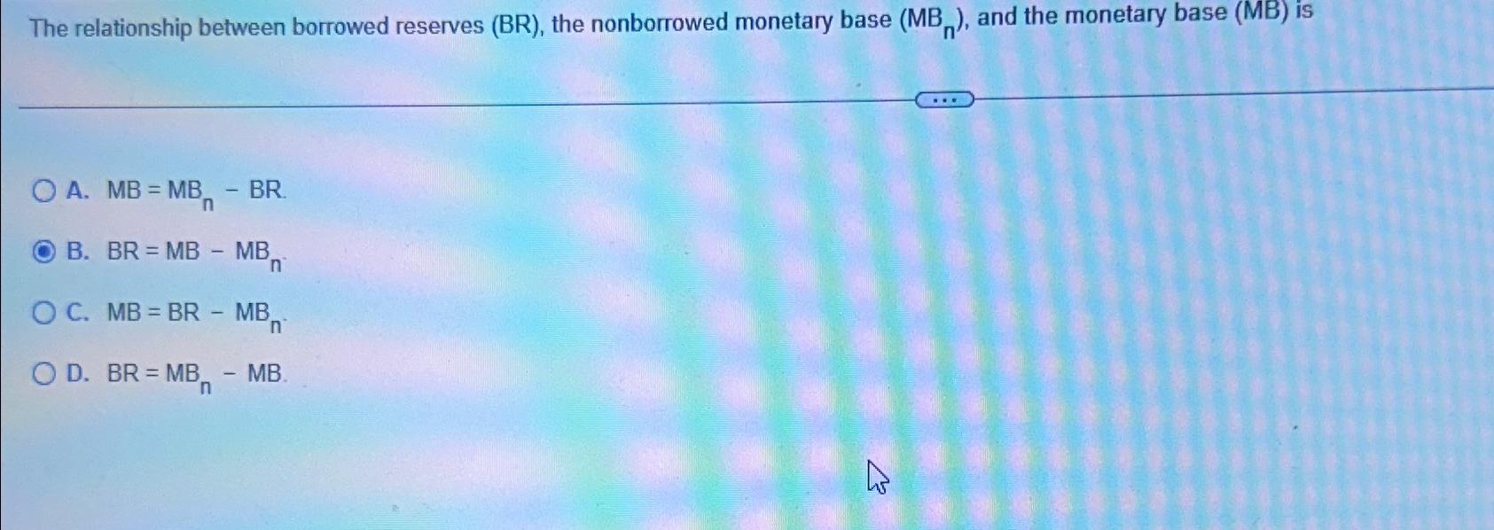 Solved The relationship between borrowed reserves (BR), ﻿the | Chegg.com
