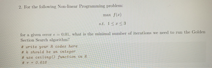 Solved 2. For the following Non-linear Programming problem: | Chegg.com