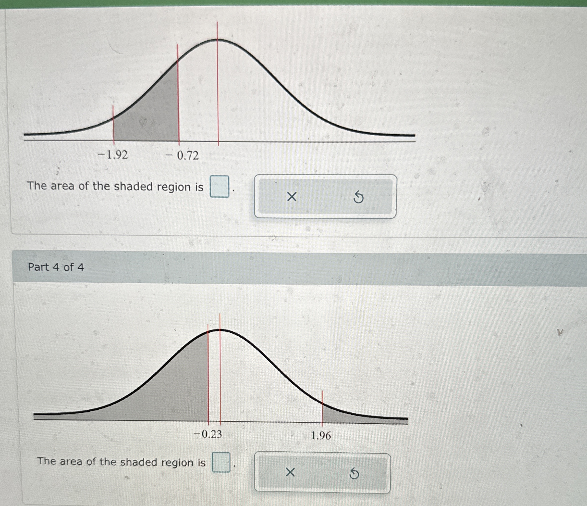 Solved The area of the shaded region is Part 4 ﻿of 4 The | Chegg.com