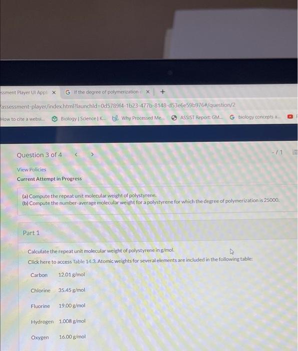 Solved Calculate The Repeat Unit Molecular Weight Of
