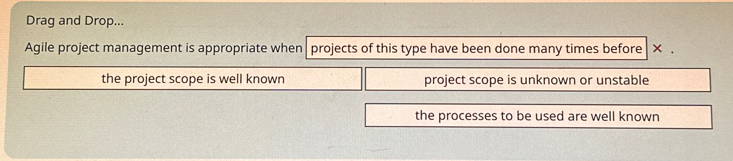 Solved Drag and Drop...Agile project management is | Chegg.com