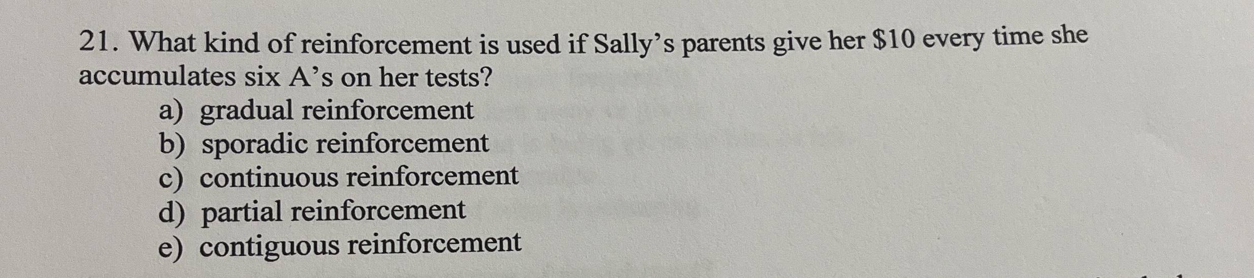 Solved What kind of reinforcement is used if Sally's parents | Chegg.com