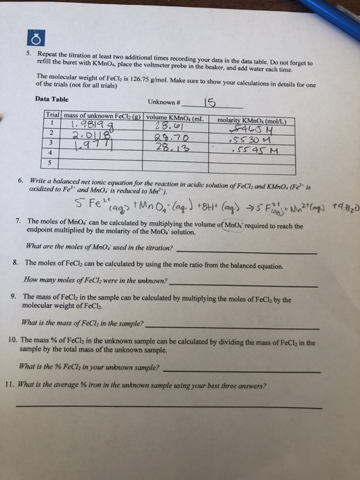 Solved о 5. Repeat the titration at least two additional | Chegg.com
