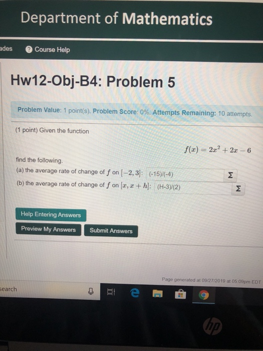Solved Department of Mathematics Course Help ades | Chegg.com