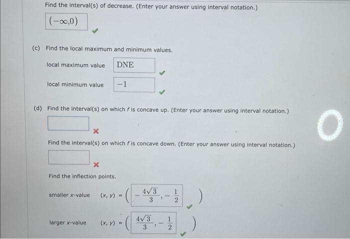 Solved Consider the following function. (If an answer does | Chegg.com