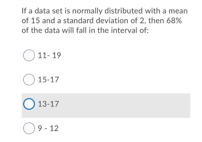 Solved If a data set is normally distributed with a mean of | Chegg.com