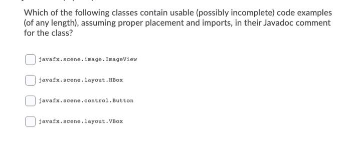 Solved Which of the following classes contain usable | Chegg.com