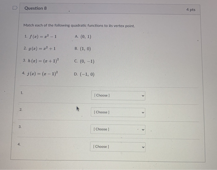 Solved Question 8 4 pts Match each of the following | Chegg.com