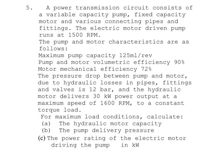 Solved 5. A power transmission circuit consists of a | Chegg.com