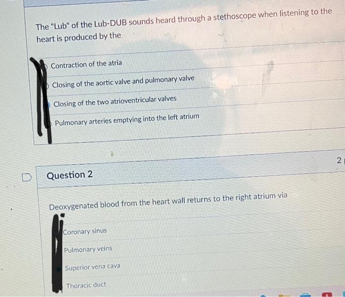 Solved The "Lub" of the Lub-DUB sounds heard through a | Chegg.com