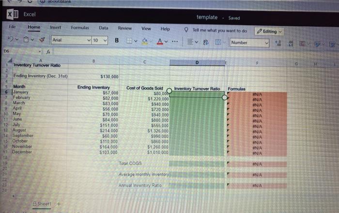 Solved File Home Insert Formulas Data Review View Help Tell | Chegg.com