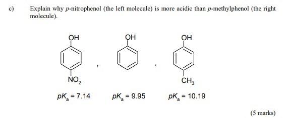 Solved c) Explain why p-nitrophenol (the left molecule) is | Chegg.com