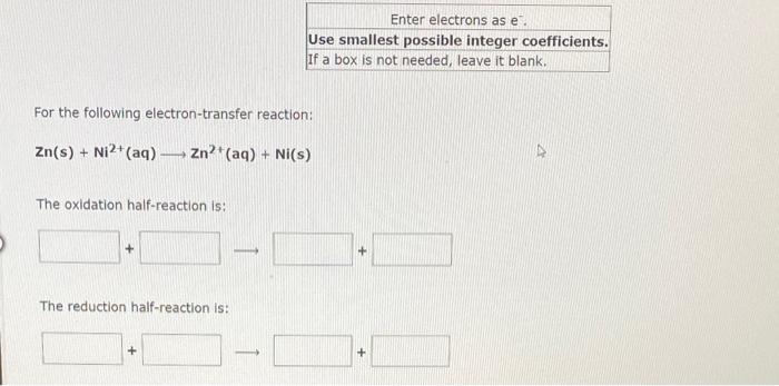 Solved For the following electron-transfer reaction: | Chegg.com