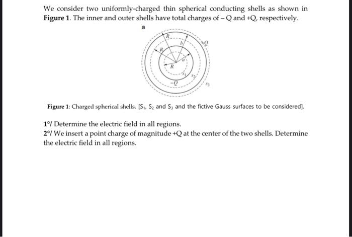 Solved We consider two uniformly-charged thin spherical | Chegg.com
