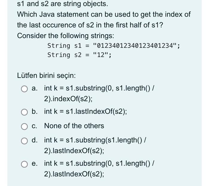 Solved S1 And S2 Are String Objects Which Java Statement