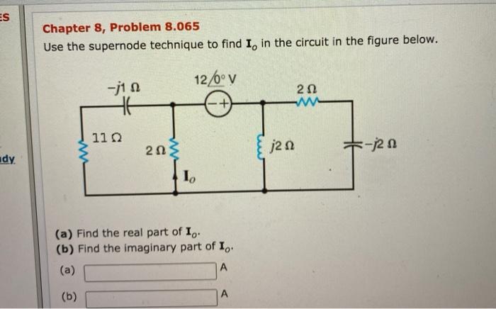 Solved ES Chapter 8, Problem 8.065 Use the supernode | Chegg.com