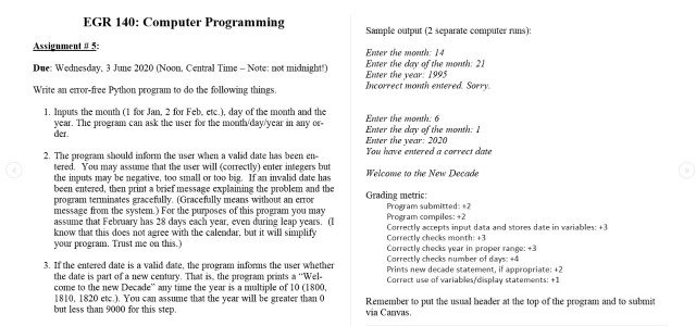 Solved Egr 140 Computer Programming Assignments Sample