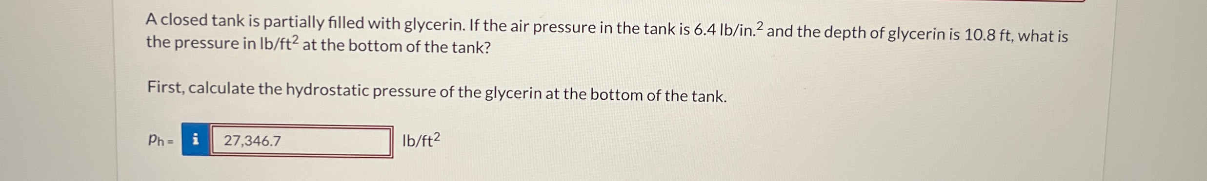 Solved A closed tank is partially filled with glycerin. If | Chegg.com