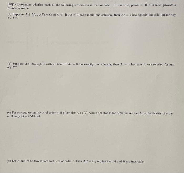 Solved [20]1- Determine whether each of the following | Chegg.com