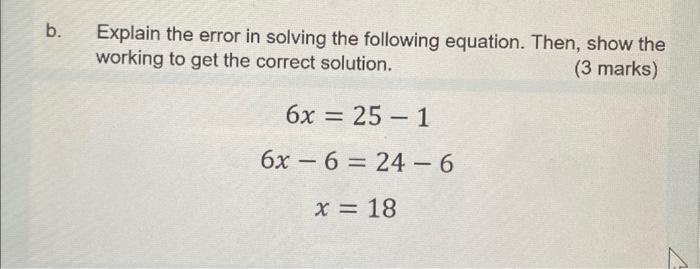 Solved Explain the error in solving the following equation. | Chegg.com