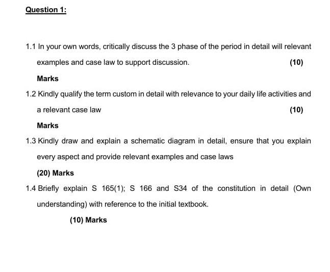 Question 1: 1.1 In your own words, critically discuss | Chegg.com