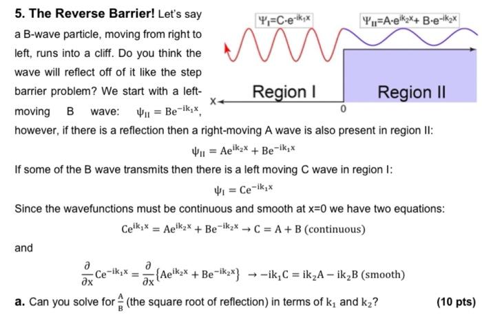 Solved 5. The Reverse Barrier! Let's say a B-wave particle, | Chegg.com