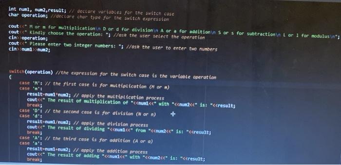 Solved Int Numl Num2 Result Declare Variables For The 2848