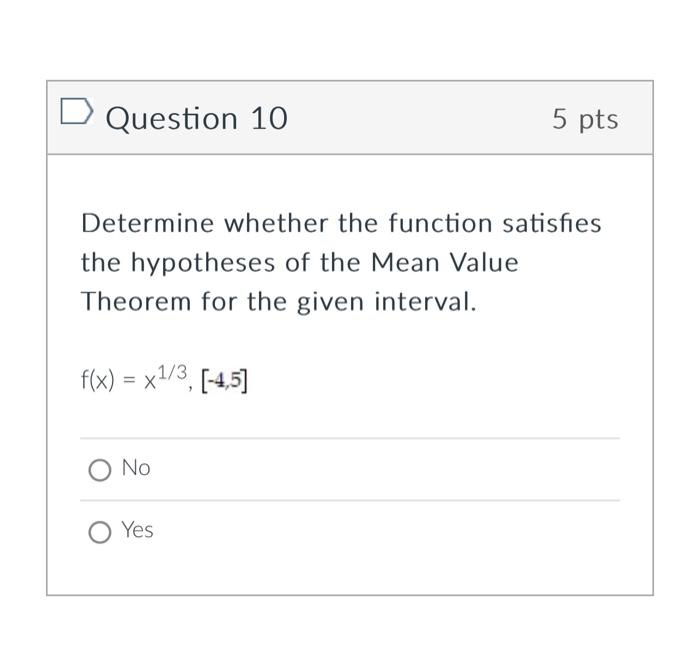 Solved Question 10 5 pts Determine whether the function | Chegg.com