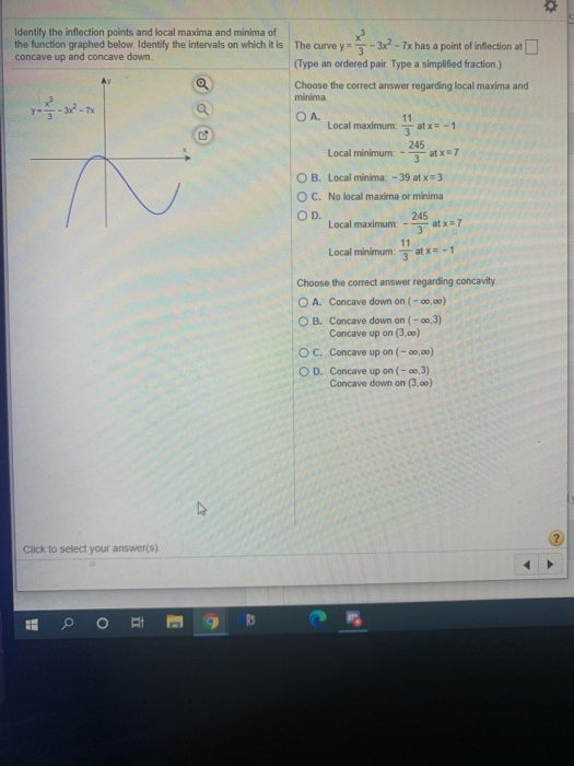 Solved Identify the inflection points and local maxima and | Chegg.com