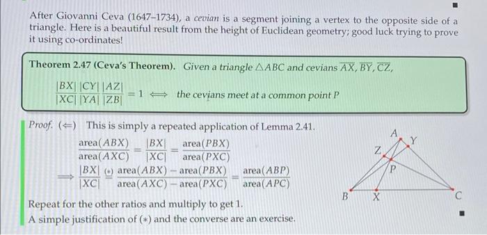 Solved 7. We complete the proof of Ceva's theorem. (a) If | Chegg.com