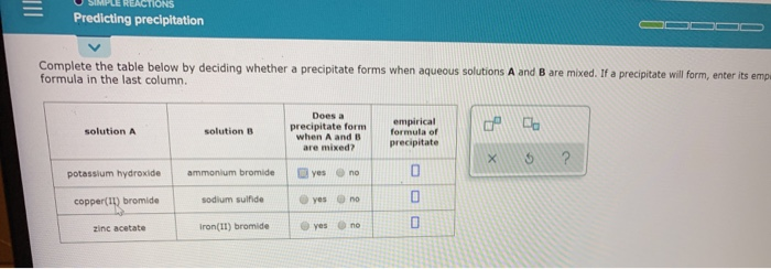 Solved LE RECTIONS Predicting precipitation Complete the | Chegg.com