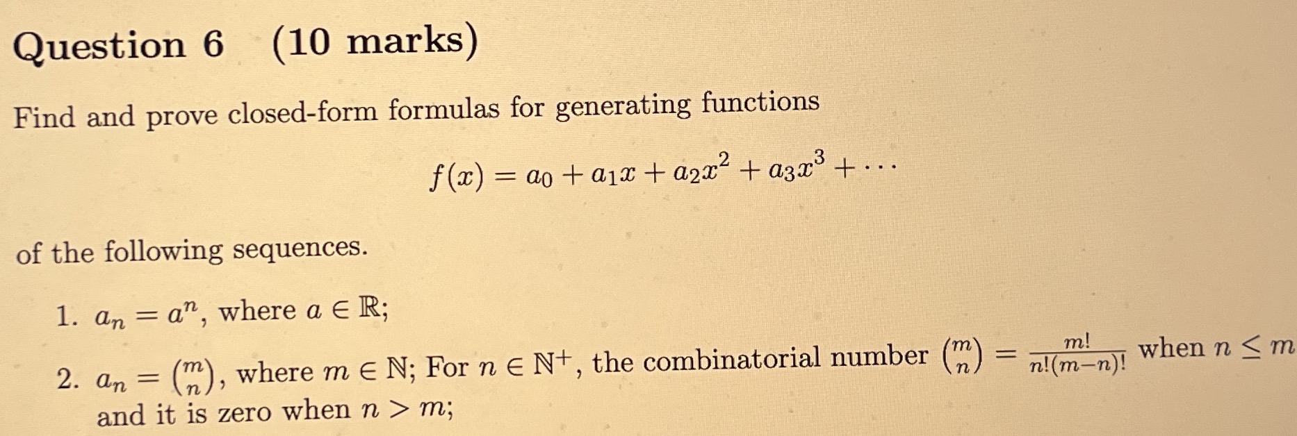 Solved Question 6 (10 ﻿marks)Find and prove closed-form | Chegg.com