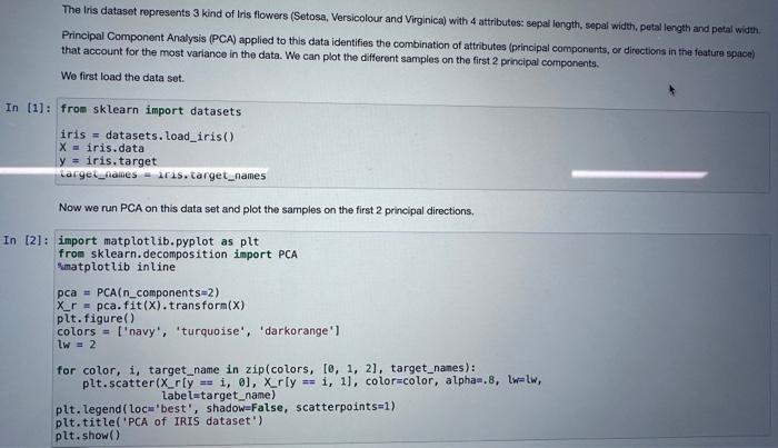 Solved explained variance ratio (first two components): | Chegg.com