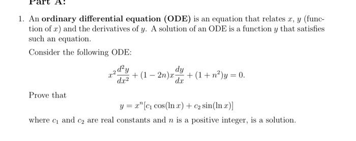 Solved 1. An ordinary differential equation (ODE) is an | Chegg.com