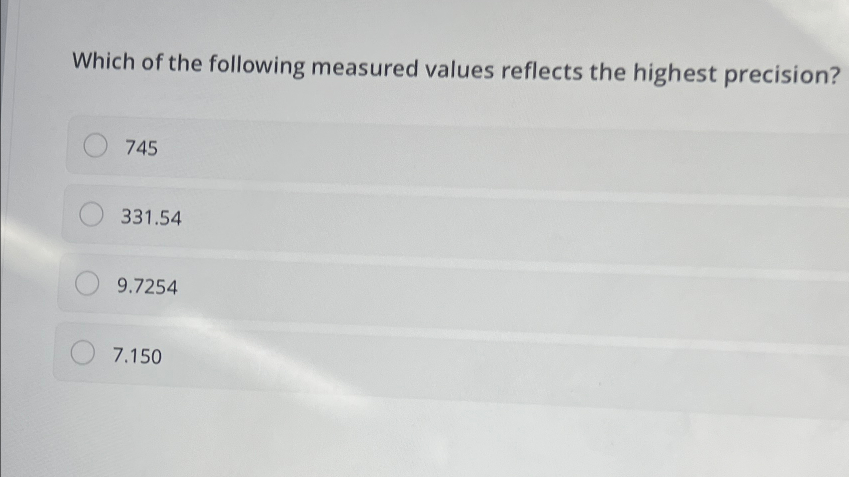 Solved Which of the following measured values reflects the | Chegg.com