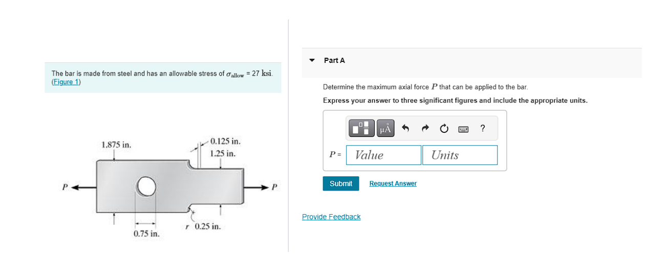 Solved The bar is made from steel and has an allowable | Chegg.com