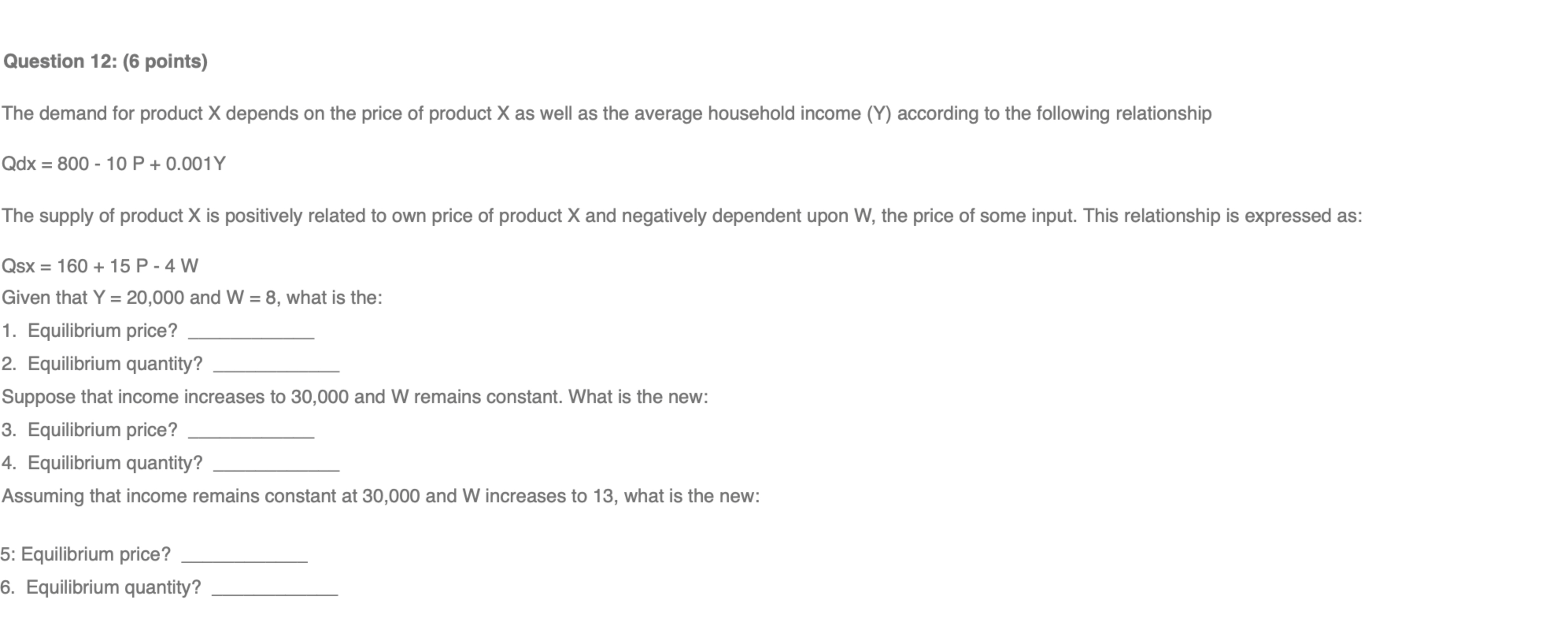 Solved Question 12: (6 ﻿points)The demand for product x | Chegg.com