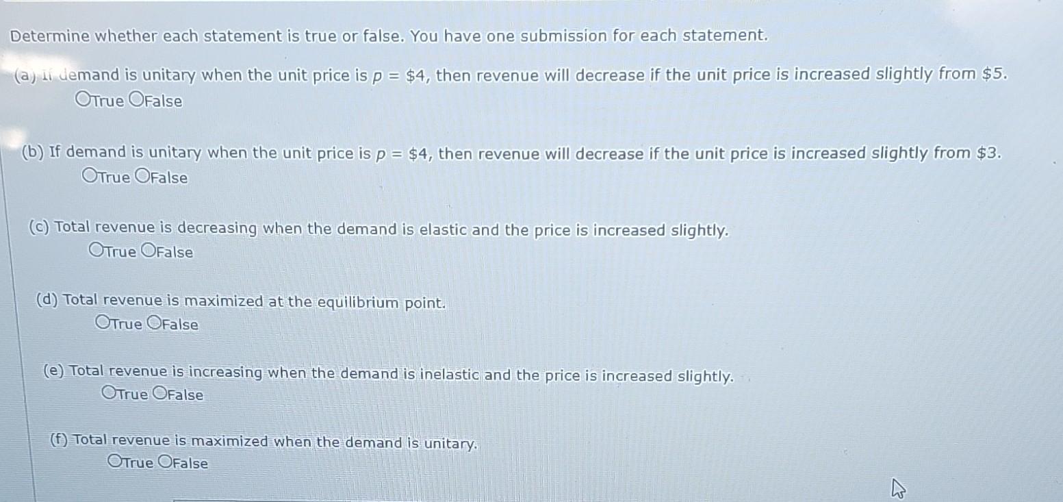 Solved Determine whether each statement is true or false. | Chegg.com