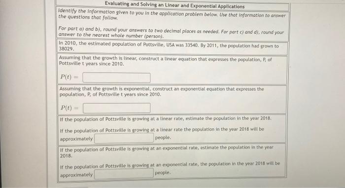 Solved Evaluating and Solving an Linear and Exponential | Chegg.com