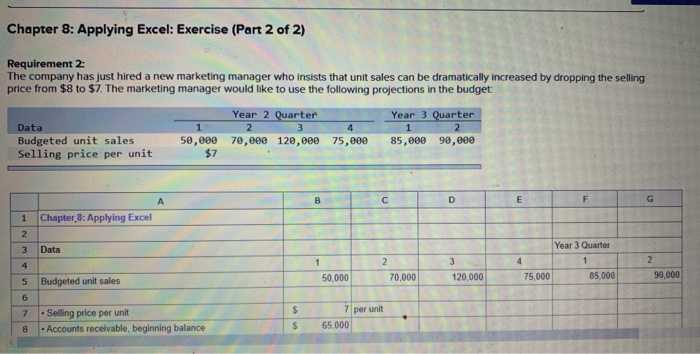 Solved Chapter 8: Applying Excel: Exercise (Part 2 of 2) | Chegg.com