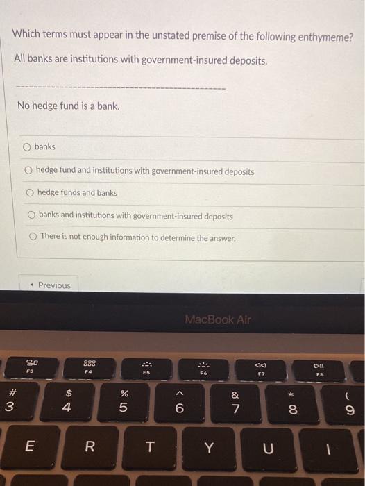 Which terms must appear in the unstated premise of | Chegg.com